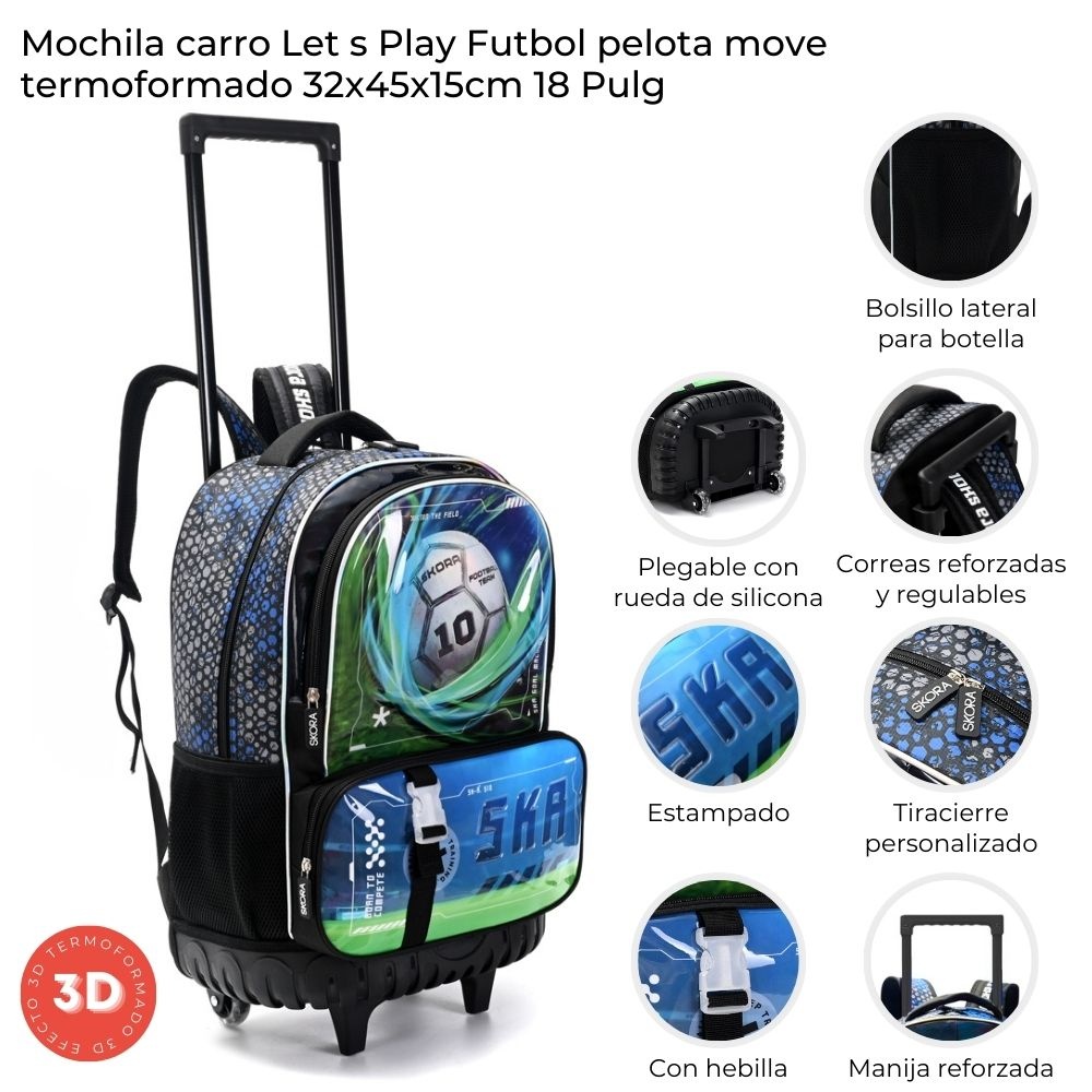 Mayorista de Mochila Carro Reforzado y plegable Lets Play Futbol con ...