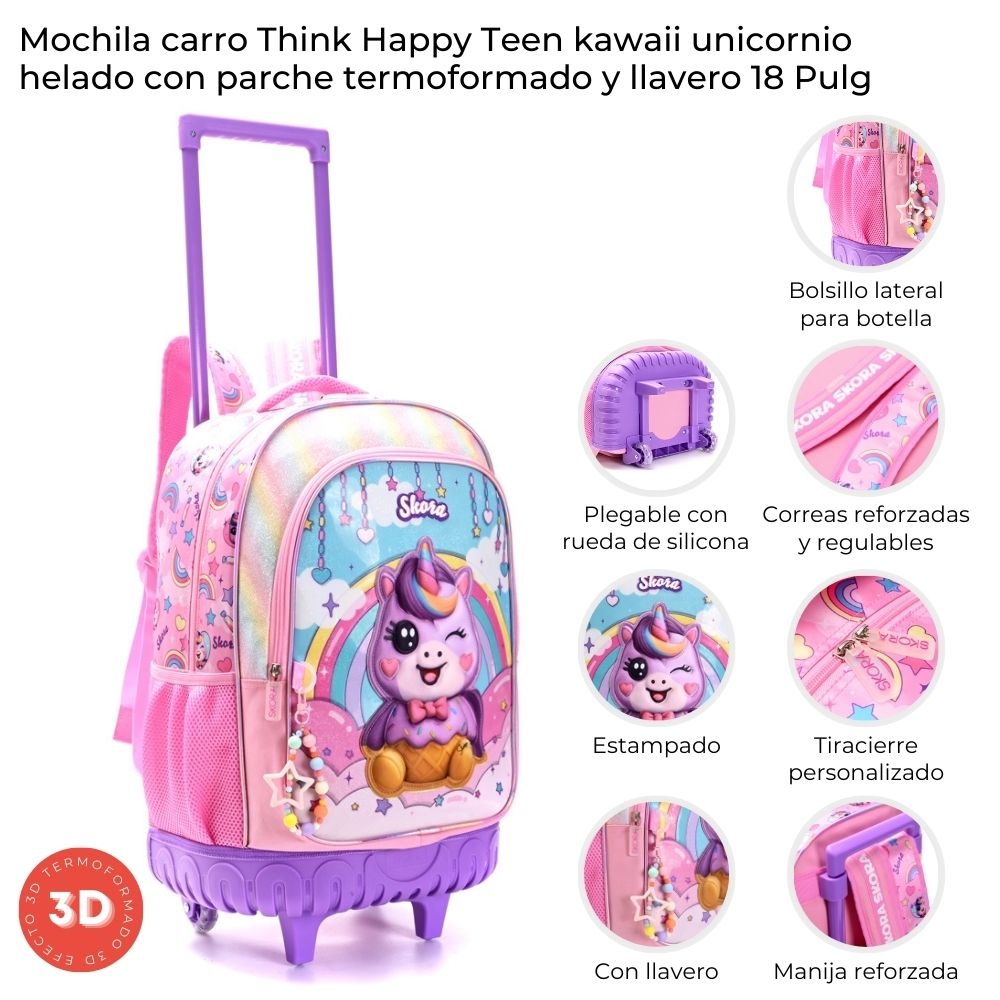 Mayorista de Mochila Carro reforzado y plegable Think Happy Teen Kawaii ...